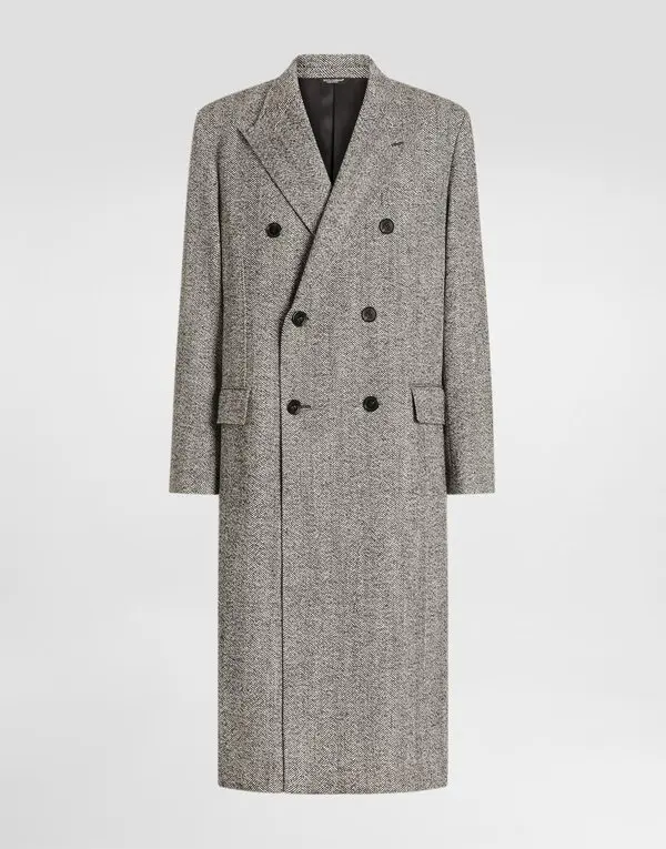 Dolce & Gabbana Double-breasted Herringbone Wool Coat