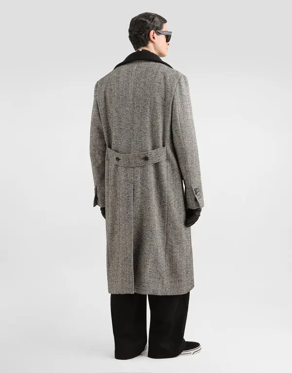Dolce & Gabbana Double-breasted Herringbone Wool Coat