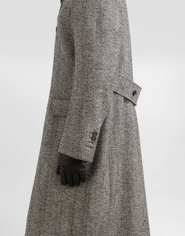 Dolce & Gabbana Double-breasted Herringbone Wool Coat