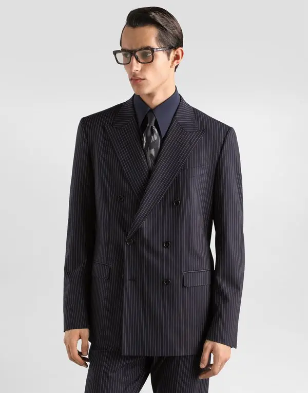 Dolce & Gabbana Martini Light Double-breasted Pinstriped Wool Jacket