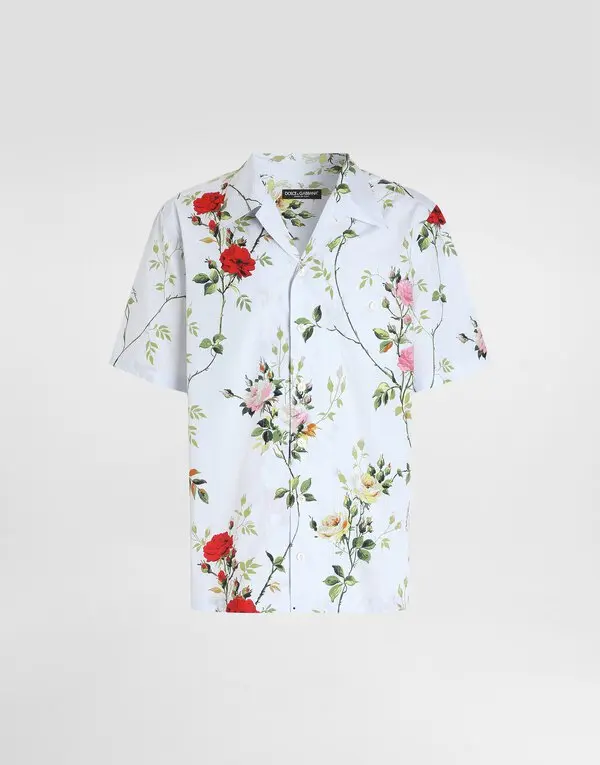 Dolce & Gabbana Rose-print Poplin Hawaii Shirt