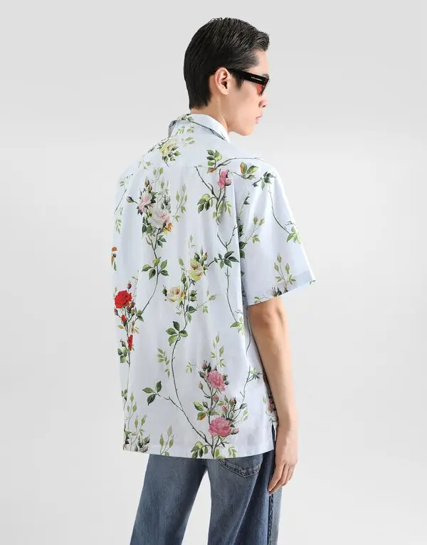 Dolce & Gabbana Rose-print Poplin Hawaii Shirt