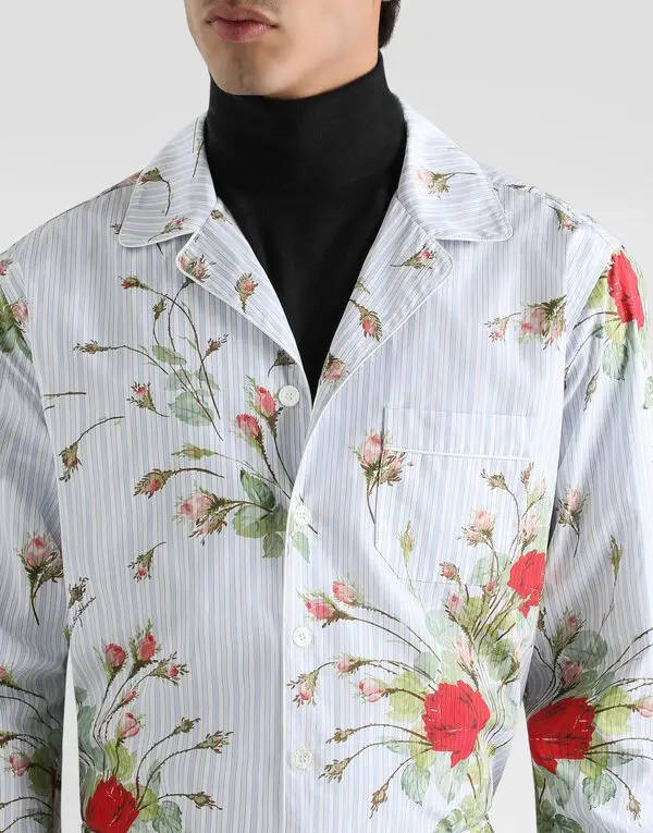Dolce & Gabbana Small Rose-print Poplin Hawaii Shirt