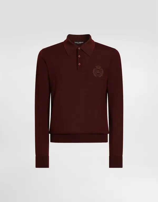 Dolce & Gabbana Knit Polo Shirt With Embroidery - Purple
