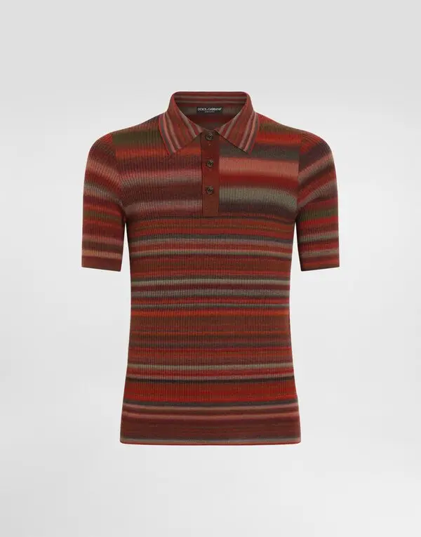 Dolce & Gabbana Striped Wool Polo Shirt