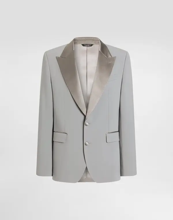 Dolce & Gabbana Sicilia Light Single-breasted Micro-rib Tuxedo Jacket - Grey