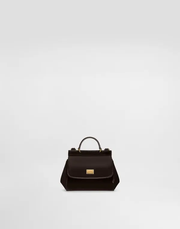 Dolce & Gabbana Sicily Shoulder And Crossbody Bag In Patent Leather - Brown