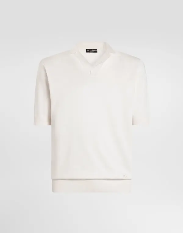 Dolce & Gabbana Silk Knit Polo Shirt - White