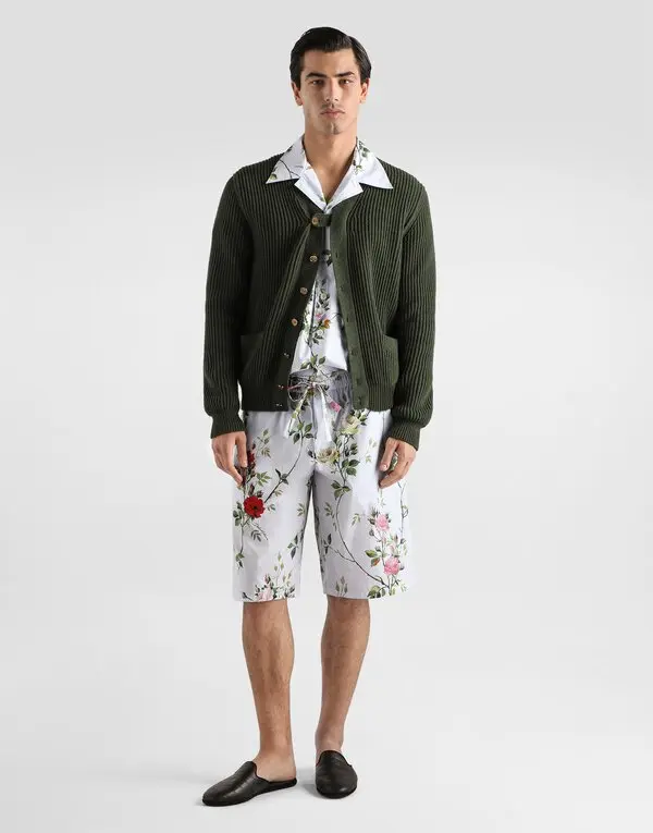 Dolce & Gabbana Rose-print Poplin Bermuda Shorts