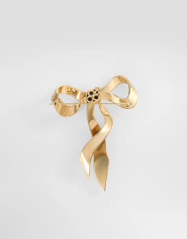 Dolce & Gabbana Bow Brooch With Rhinestones