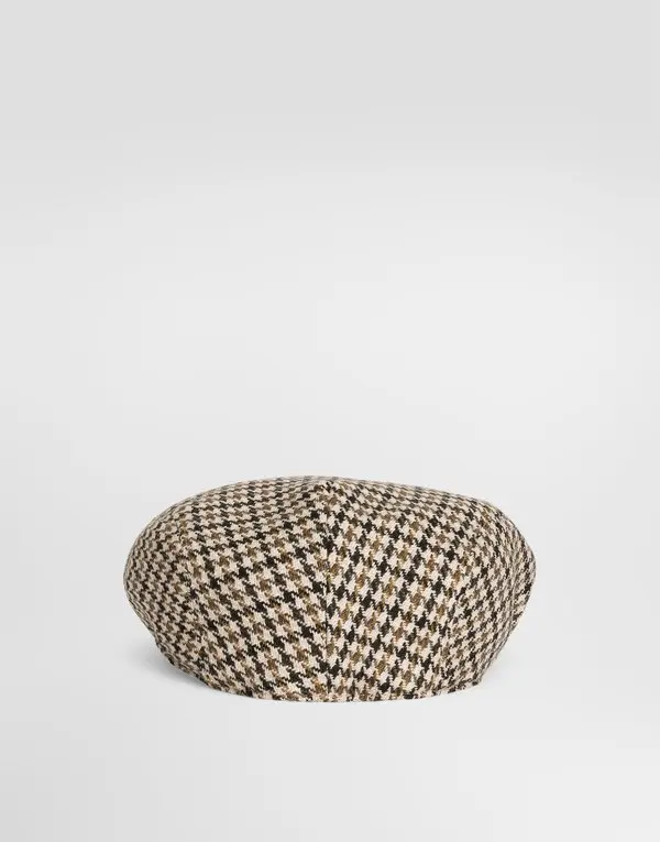 Dolce & Gabbana Houndstooth Wool Flat Cap