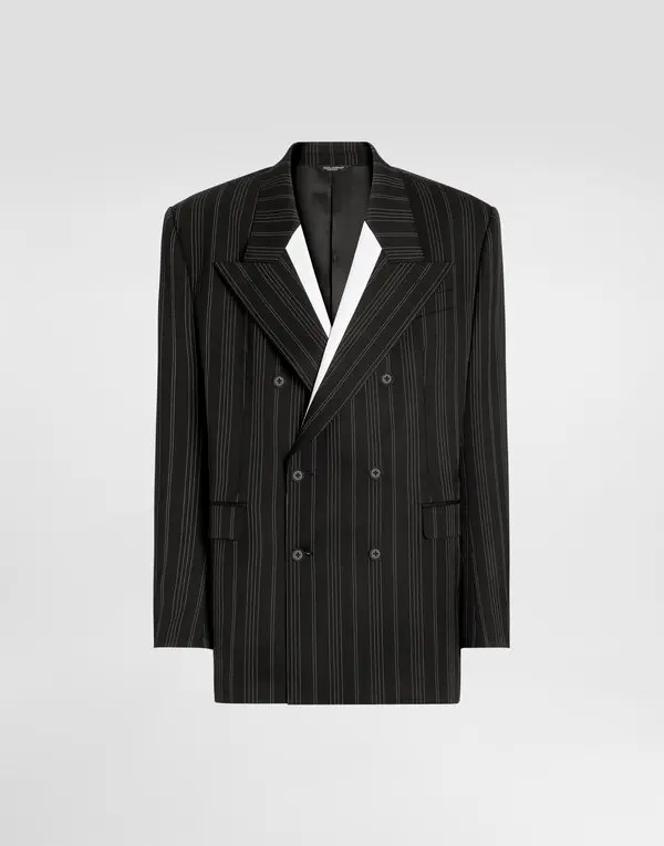 Dolce & Gabbana Sicilia Double-breasted Pinstriped Virgin Wool Jacket - Multicolor