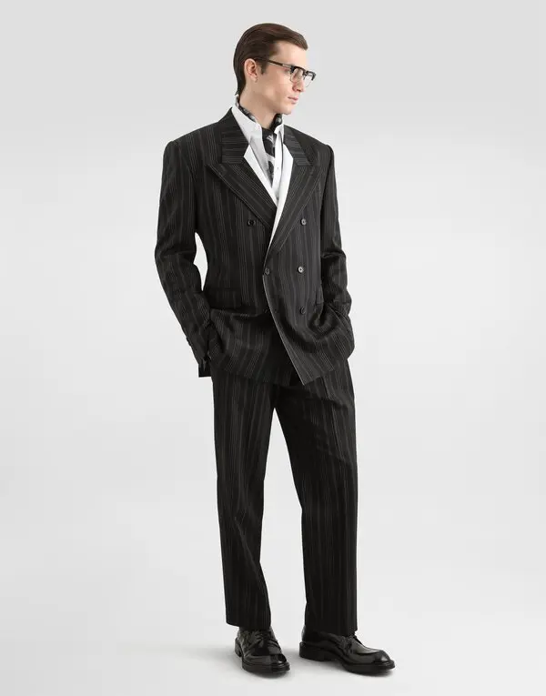 Dolce & Gabbana Sicilia Double-breasted Pinstriped Virgin Wool Jacket
