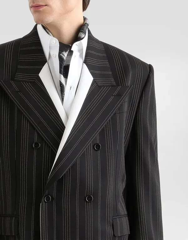 Dolce & Gabbana Sicilia Double-breasted Pinstriped Virgin Wool Jacket
