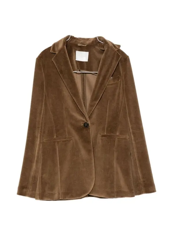 CIRCOLO 1901 Velvet Single-breasted Jacket - Brown