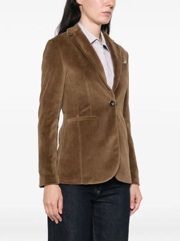 CIRCOLO 1901 Single-breasted Velvet Jacket - Brown