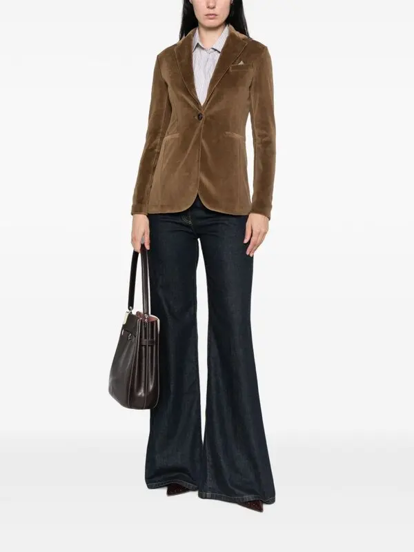 CIRCOLO 1901 Single-breasted Velvet Jacket - Brown