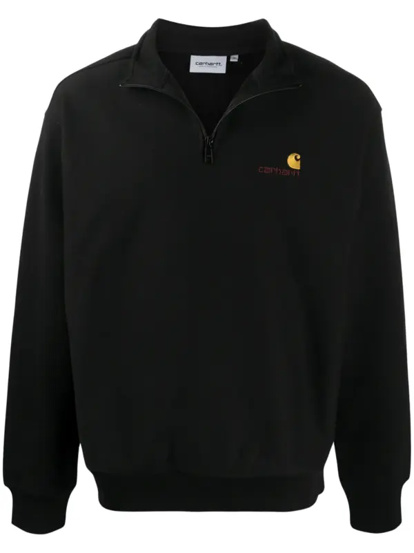 Carhartt Work In Progress Half-zip Sweatshirt With Logo - Black