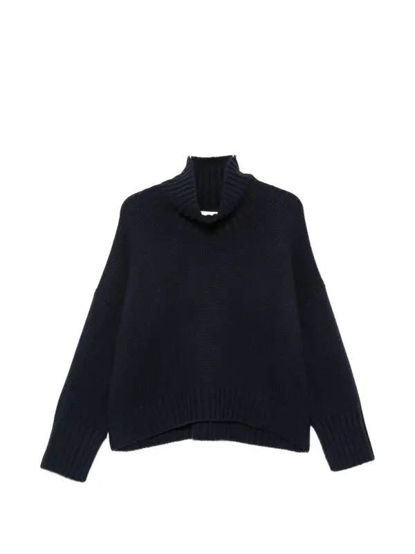 Soft Goat Cashmere Turtle-neck Sweater - Blue