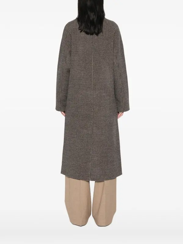 Soft Goat Wool Double-breasted Houndstooth Coat