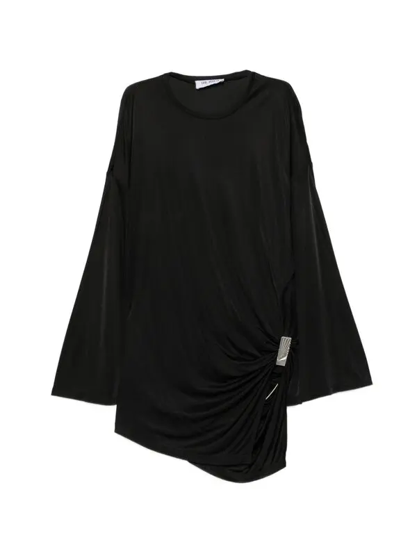 Attico Asymmetric Gathered Mini Dress With Silver-tone Hardware