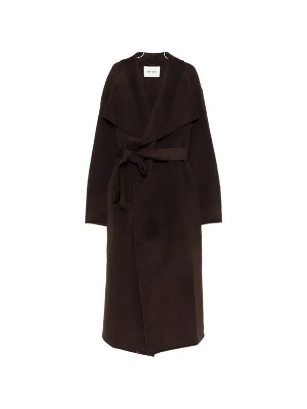 Soft Goat Wool Long Coat - Brown
