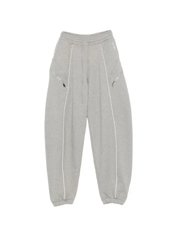 Attico Cotton Trousers With Drawstring And Zip Pockets - Grey