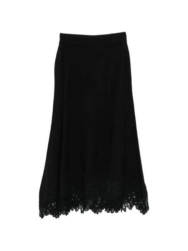 Zimmermann Valian Wool Midi Skirt - Black