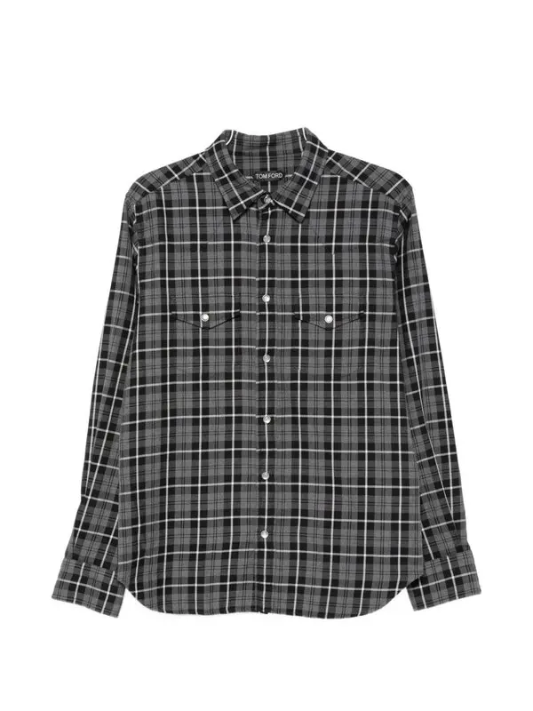 TOM FORD Checked Cotton Shirt - Grey
