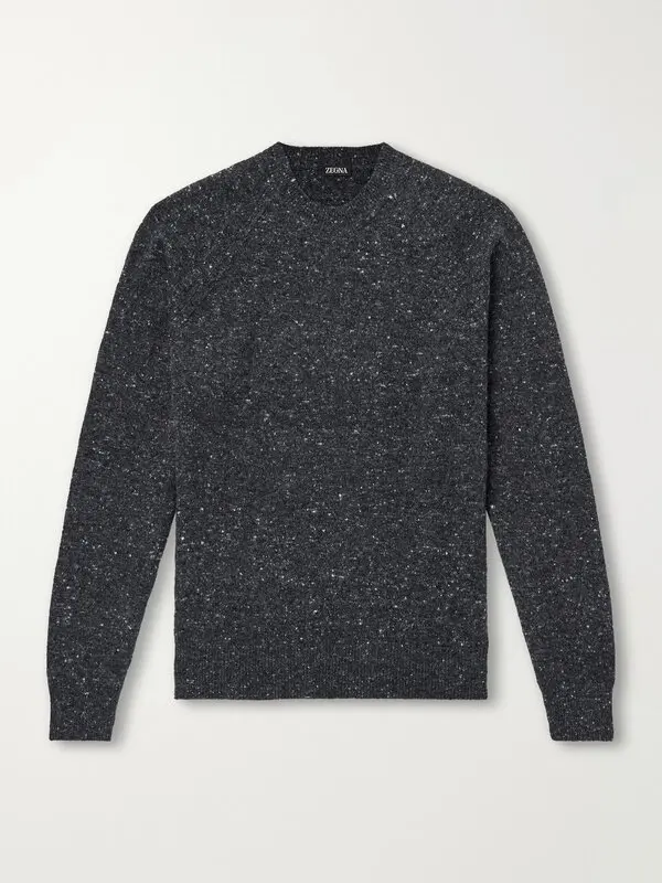 Zegna Wool-blend Crew Neck Sweater - Gray