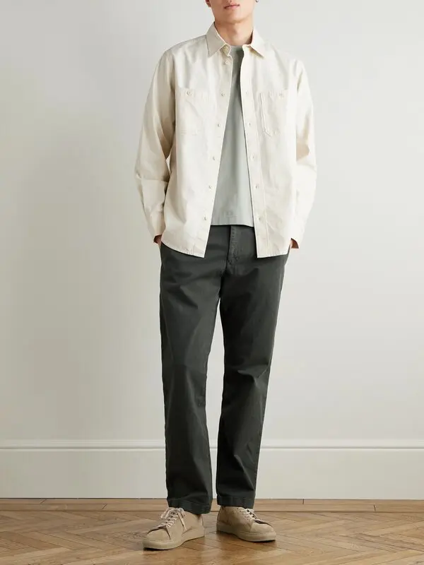 Nn07 Aden 1923 Straight-leg Organic Cotton-blend Twill Trousers - Green