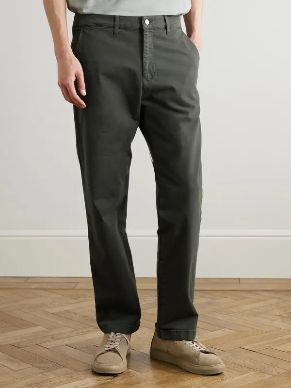 Nn07 Aden 1923 Straight-leg Organic Cotton-blend Twill Trousers - Green