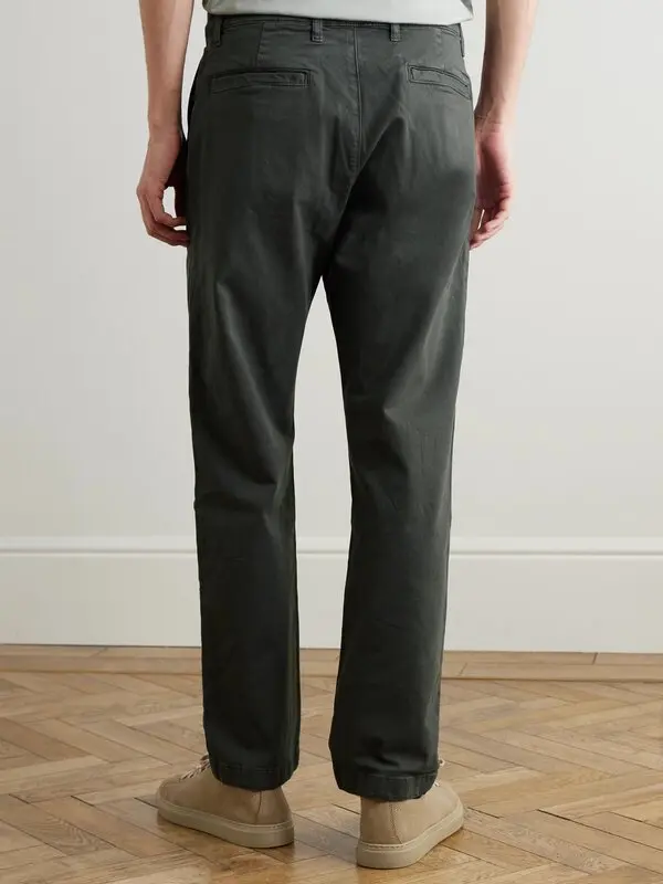 Nn07 Aden 1923 Straight-leg Organic Cotton-blend Twill Trousers - Green