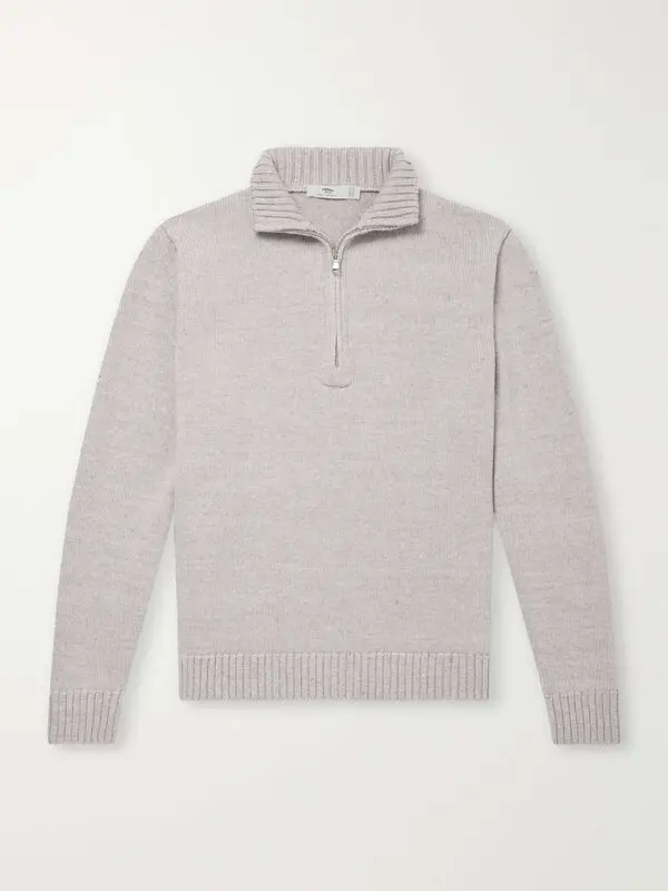Inis Meáin Wool And Linen-blend Half-zip Sweater