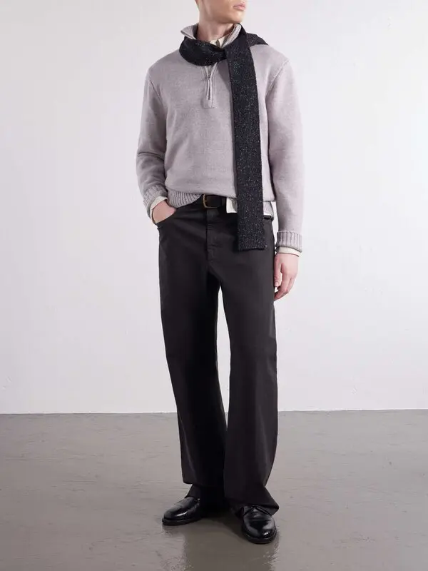 Inis Meáin Wool And Linen-blend Half-zip Sweater