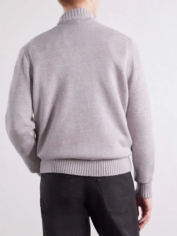Inis Meáin Wool And Linen-blend Half-zip Sweater