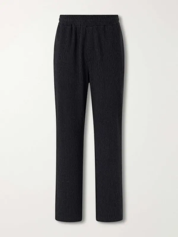 Mr P. Straight-leg Striped Cotton-blend Jersey Sweatpants - Black