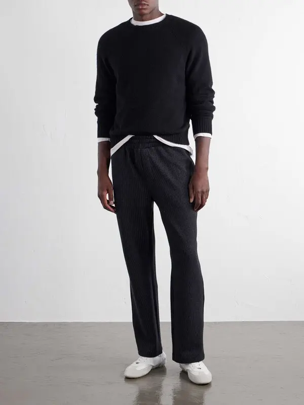 Mr P. Straight-leg Striped Cotton-blend Jersey Sweatpants