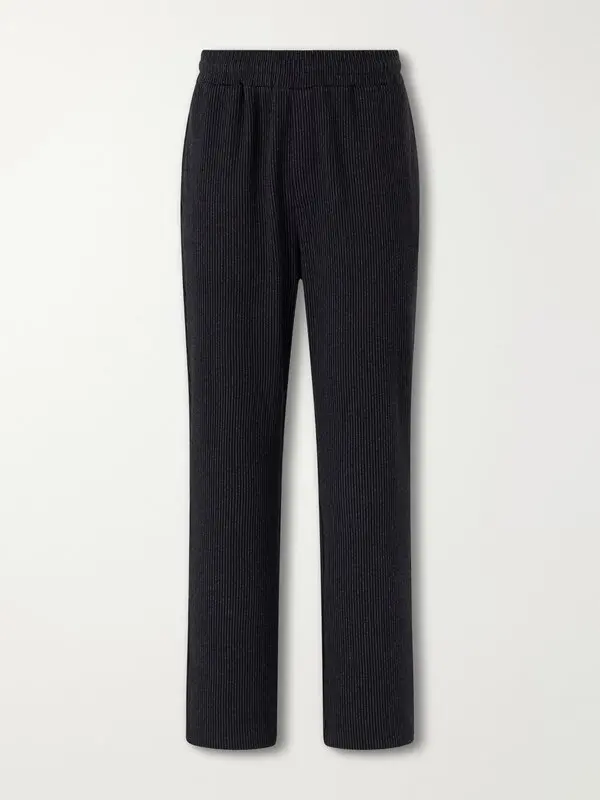 Mr P. Straight-leg Striped Cotton-blend Jersey Sweatpants - Black