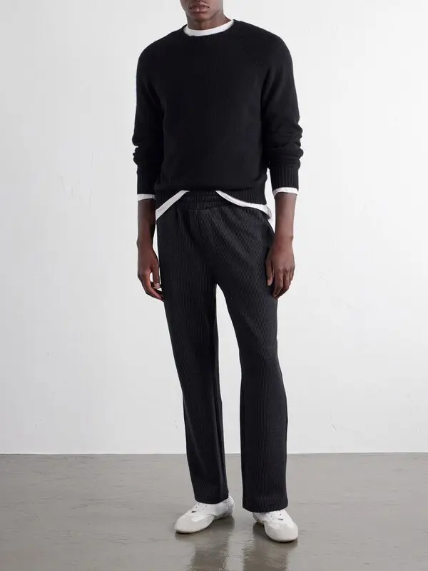 Mr P. Straight-leg Striped Cotton-blend Jersey Sweatpants