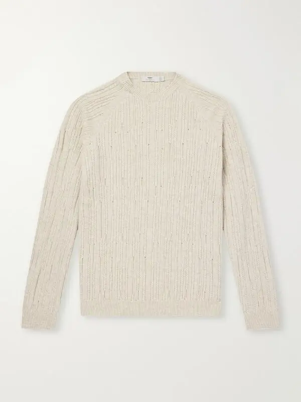 Inis Meáin Stranded Sailor Merino Wool And Cashmere-blend Sweater - Neutrals