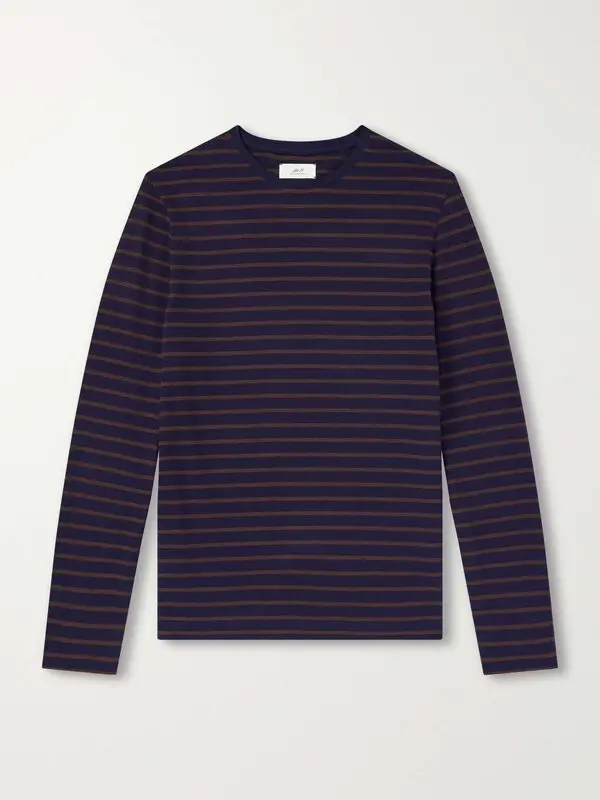 Mr P. Striped Cotton-piqué T-shirt - Blue
