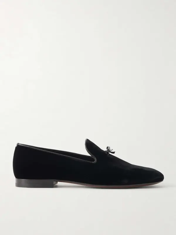 TOM FORD Scott Bow-detailed Velvet Loafers - Black