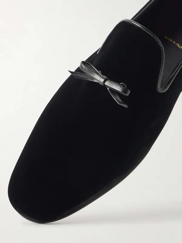 TOM FORD Scott Bow-detailed Velvet Loafers
