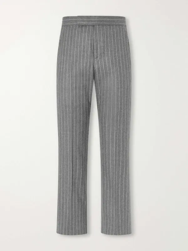 TOM FORD Straight-leg Pinstripe Wool-flannel Trousers - Gray