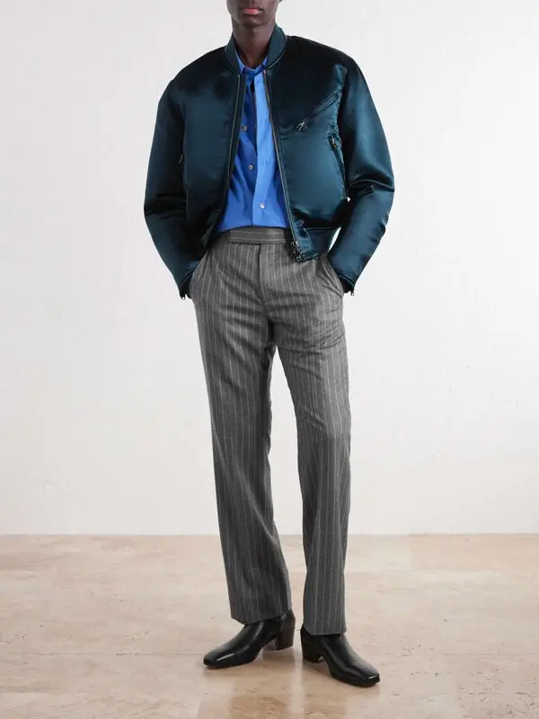 TOM FORD Straight-leg Pinstripe Wool-flannel Trousers