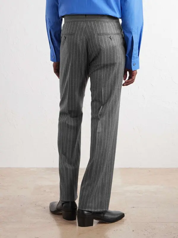 TOM FORD Straight-leg Pinstripe Wool-flannel Trousers
