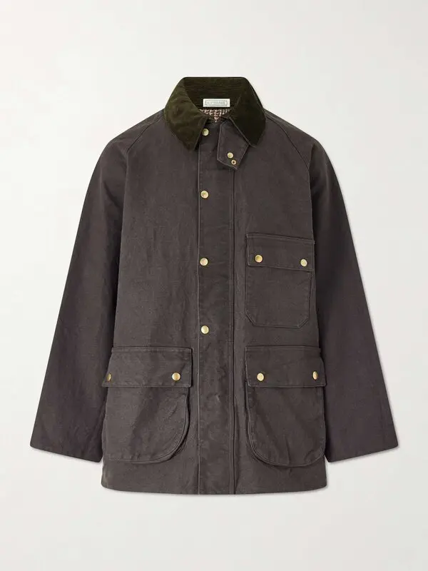 A.PRESSE Corduroy-trimmed Cotton-blend Jacket - Green