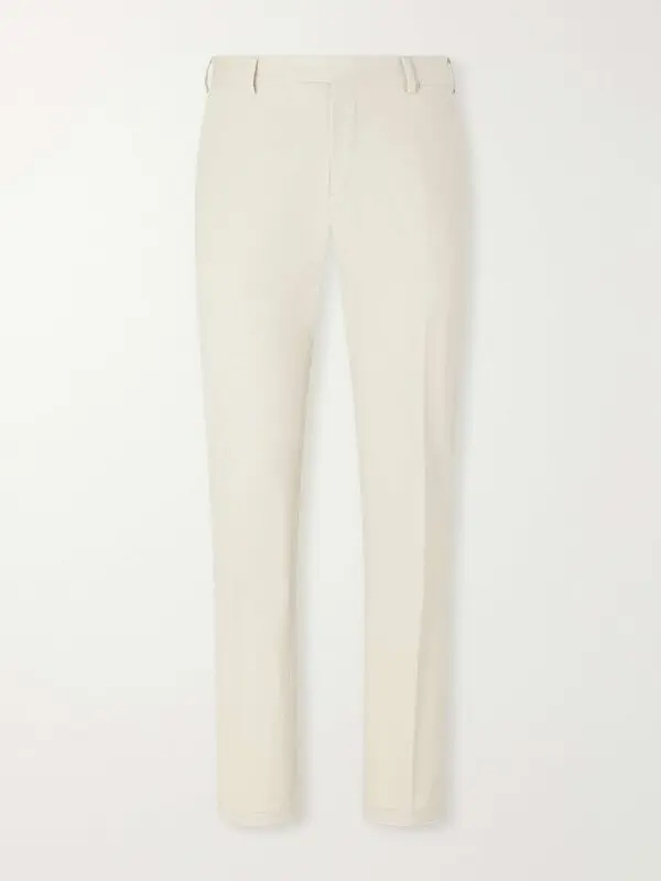 Brioni Straight-leg Stretch-cotton Gabardine Trousers - Ivory