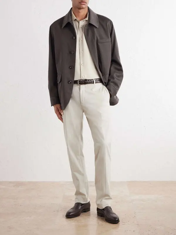 Brioni Straight-leg Stretch-cotton Gabardine Trousers